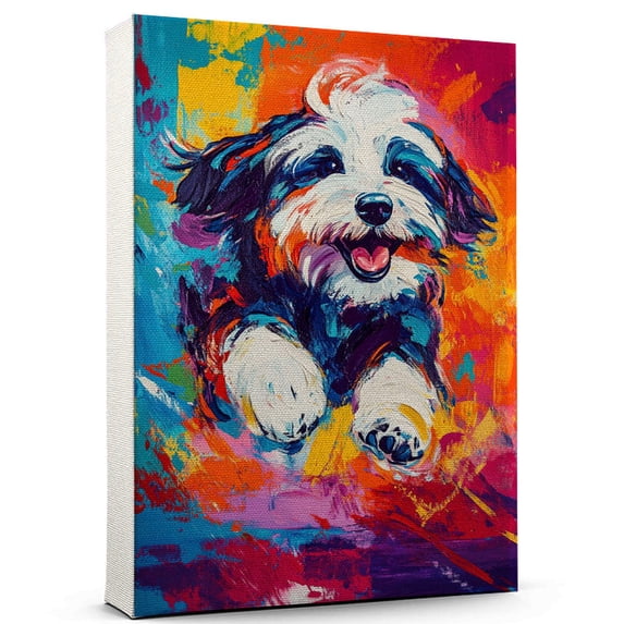 Bearded Collie Dog Ice Hockey Art Stretched Canvas Size 8x12 – Bearded ...