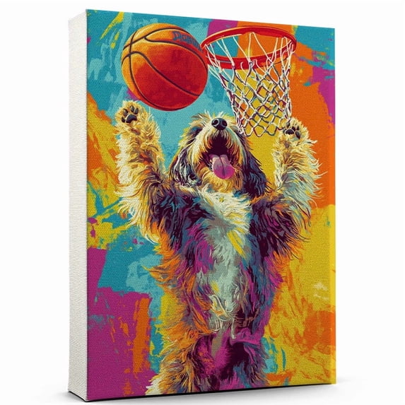 Bearded Collie Dog Stretched Canvas Size 8x12 Basketball Canvas – Cute ...