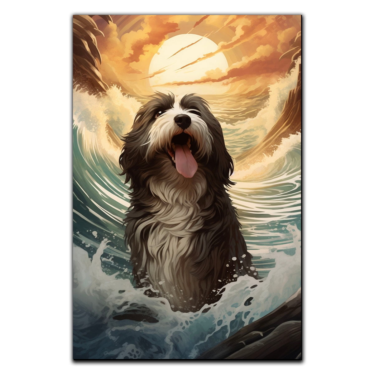 Bearded Collie Dog Wall Art Canvas for Classroom, Home Decor, Unframed ...