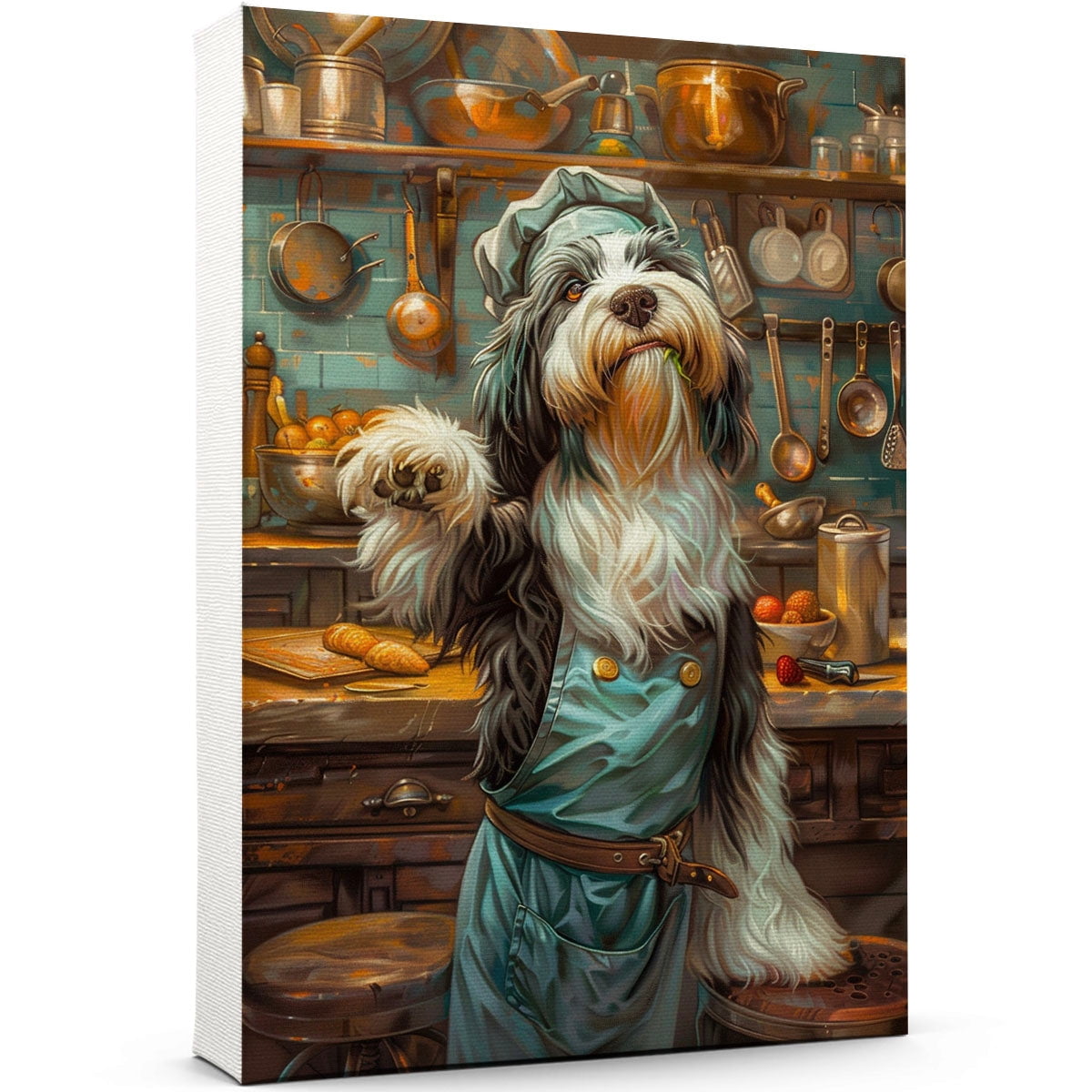 Bearded Collie Dogs Cooking Canvas Art - Dog Canvas Unframe - Home ...