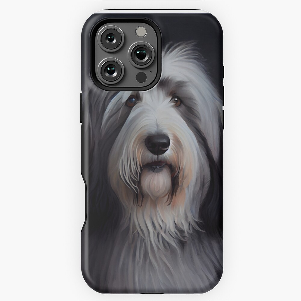 Bearded Collie Oil Art Phone Case for iPhone 11 12 13 14 15 16 17 Pro ...