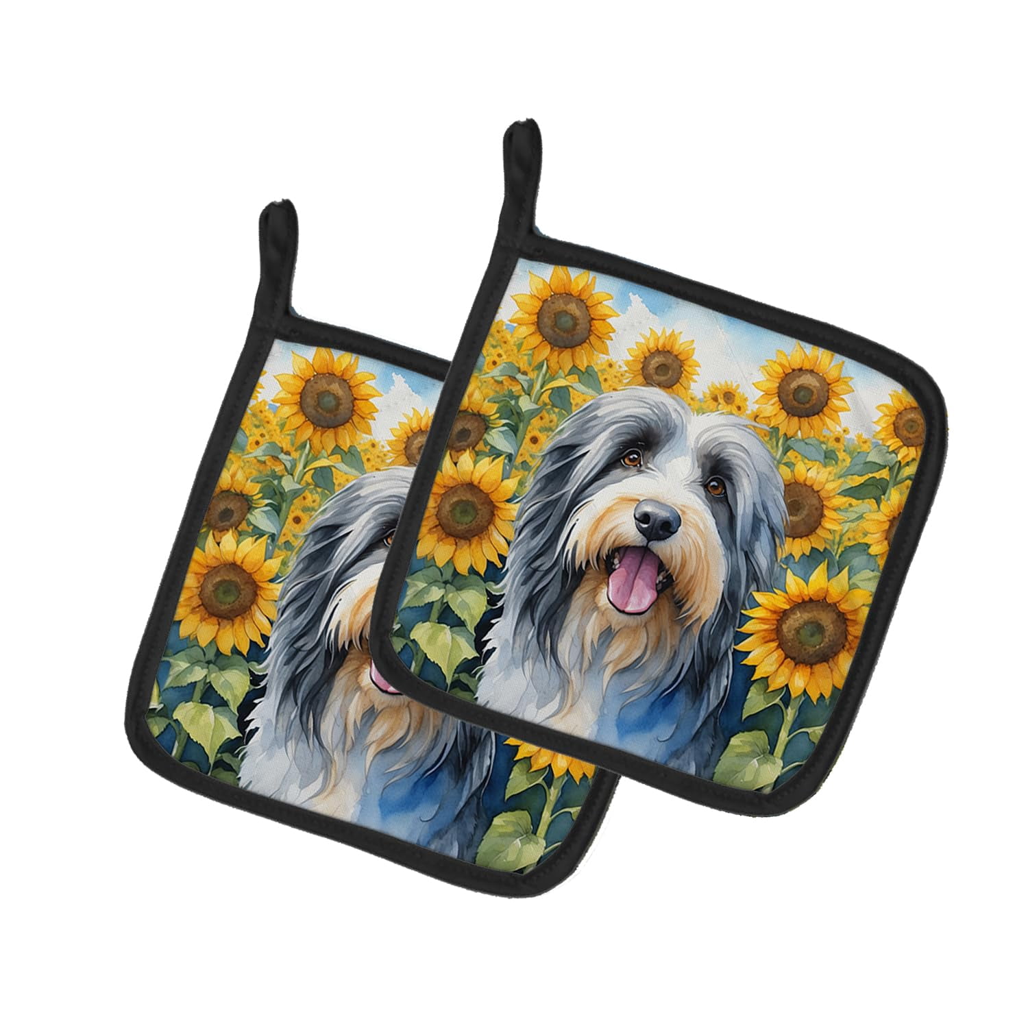 Bearded Collie in Sunflowers Pair of Pot Holders - Walmart.com