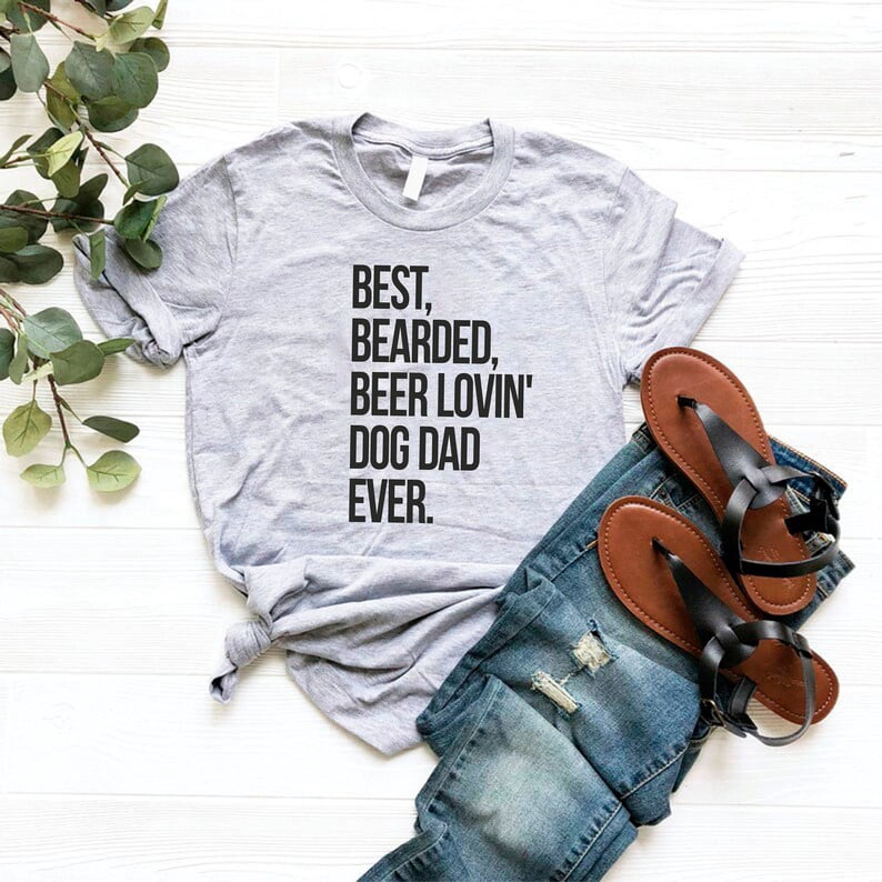 Bearded Dog Dad T-shirt, Funny Beer Lover Tee, Father's Day Pet Gift ...