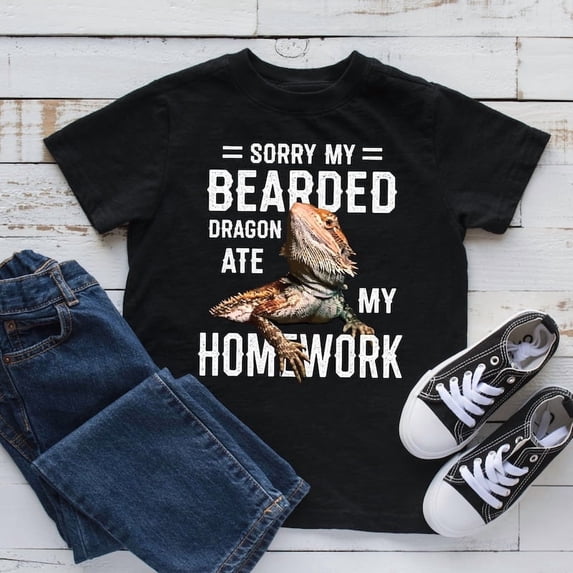 Bearded Dragon Ate My Homework Reptile Pet Graphic Novelty T Shirt,for ...