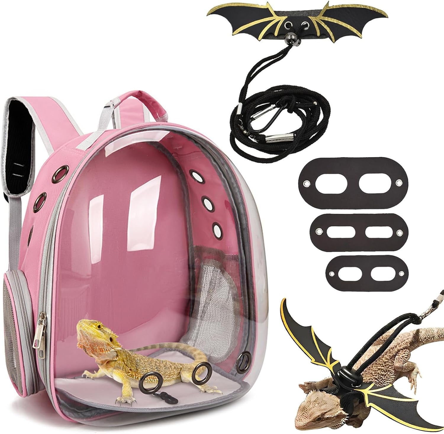 Bearded Dragon Carrier with Harness and Leash Set, Large Reptile Travel ...