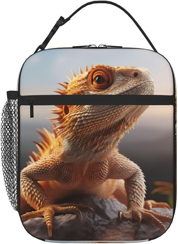 Bearded Dragon Insulated Lunch Bag Lizard Lunch Box for Women Men, Reusable Lunch Tote Bag ...