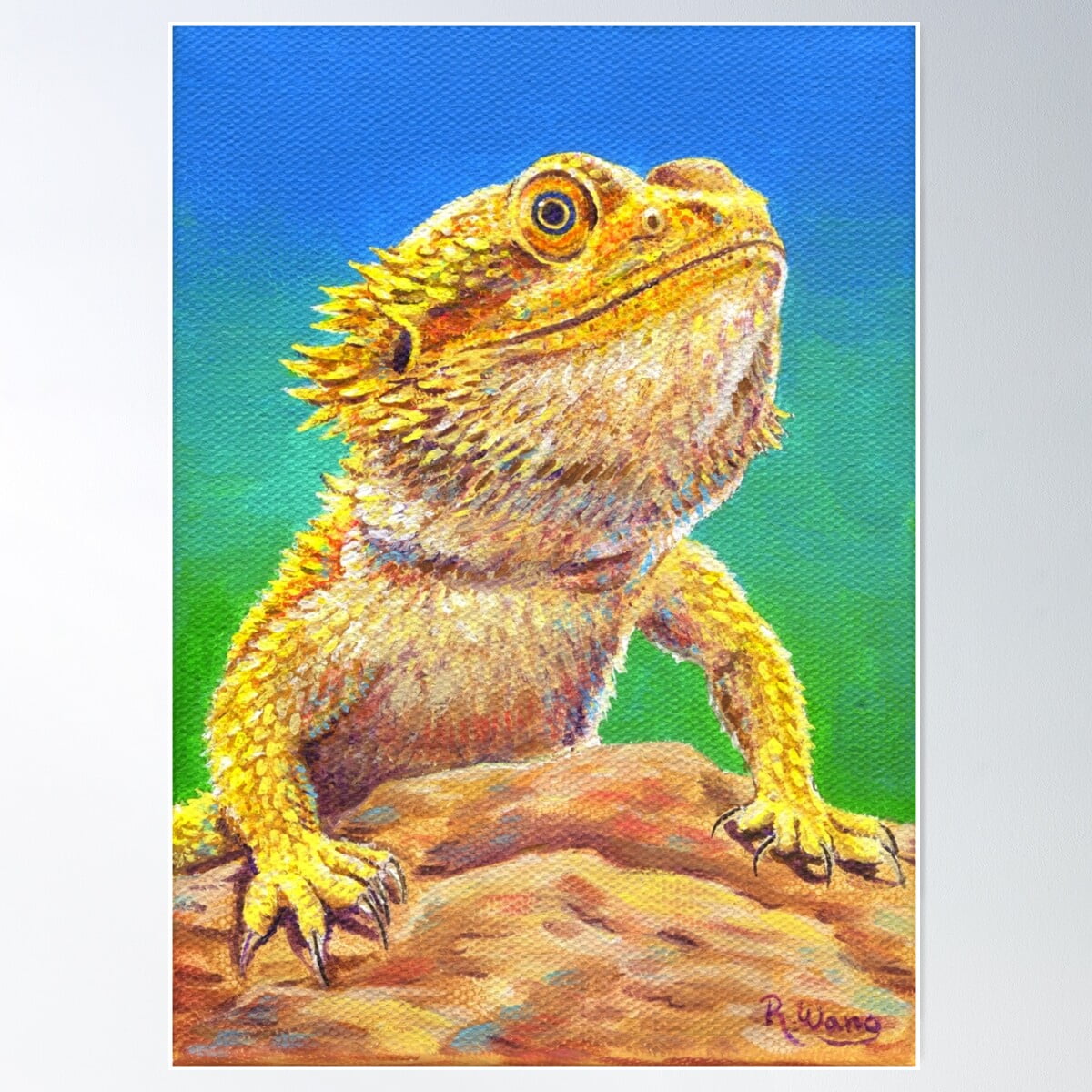 Bearded Dragon Lizard Portrait Poster Wall Art, Modern Wall Decor For ...