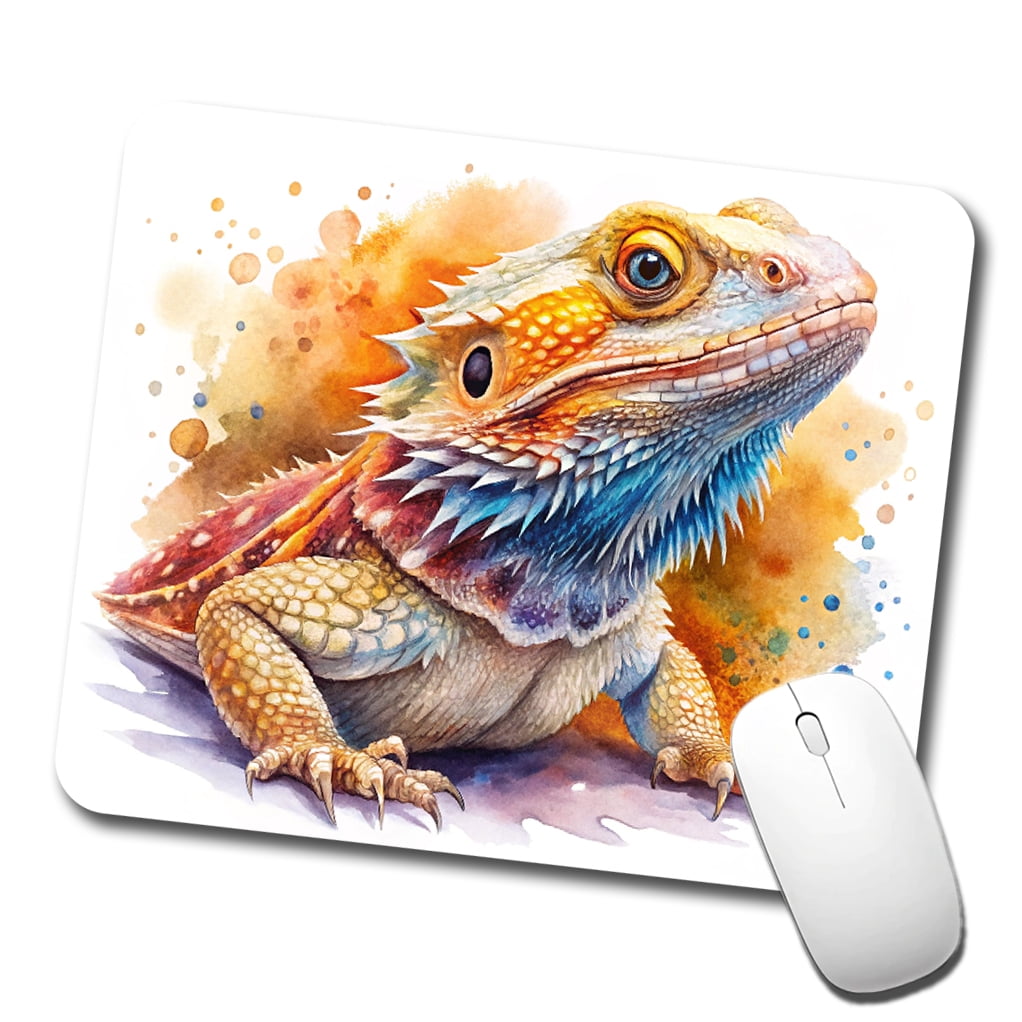 Bearded Dragon Lizard Reptile Watercolor Mouse Pad Low Profile Gaming ...