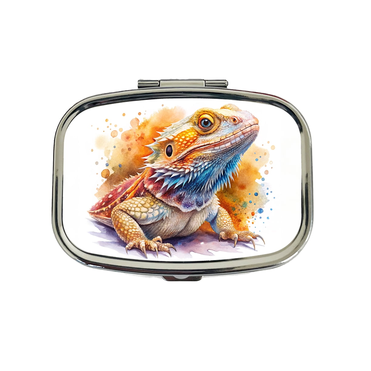 Bearded Dragon Lizard Reptile Watercolor Small Travel Handbag Pill Box ...
