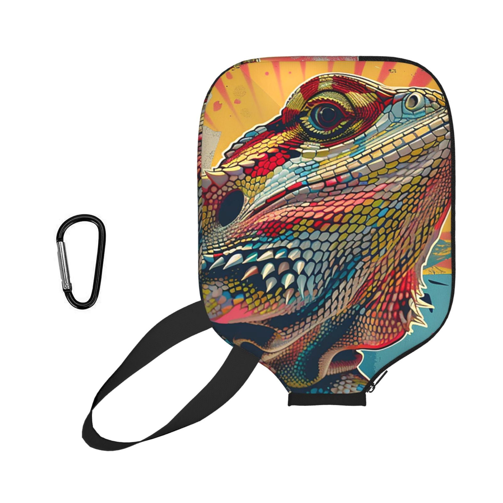 Bearded Dragon Lizards Retro Pickleball Paddle Cover with External Mesh ...