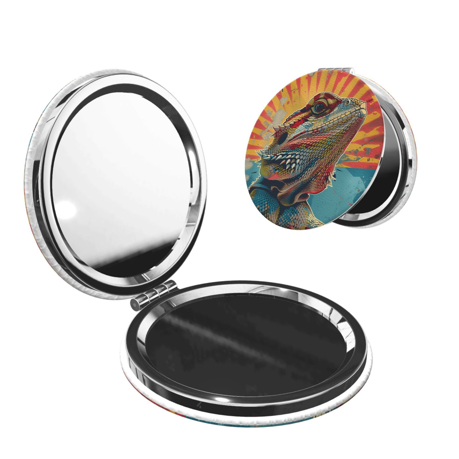 Bearded Dragon Lizards Retro Portable Double-Sided Face Mirror Round ...