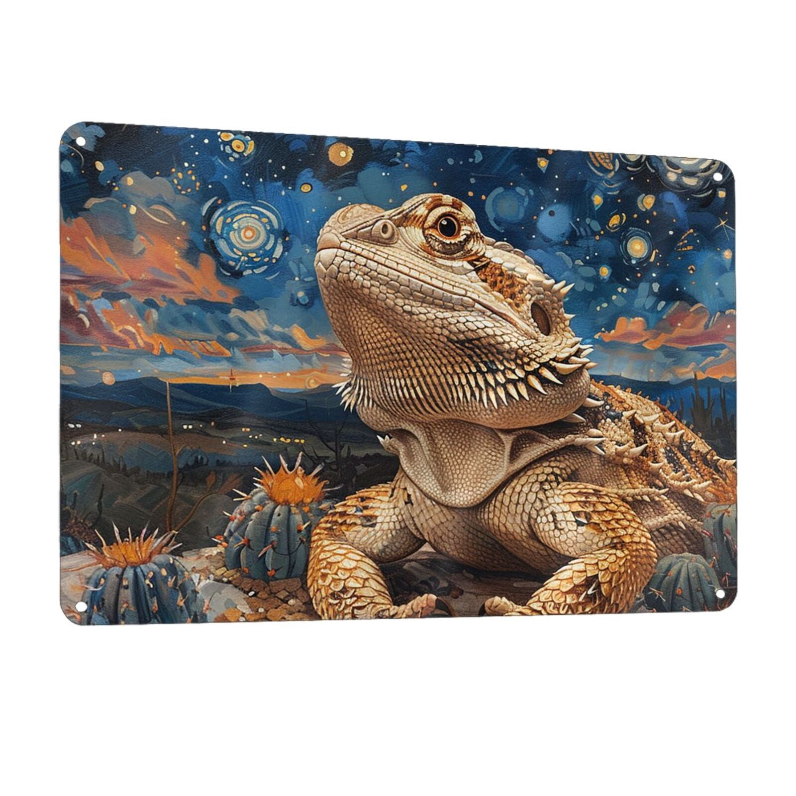 Bearded Dragon Lizards Retro Starry Metal Tin Sign Wall Decor for Home ...