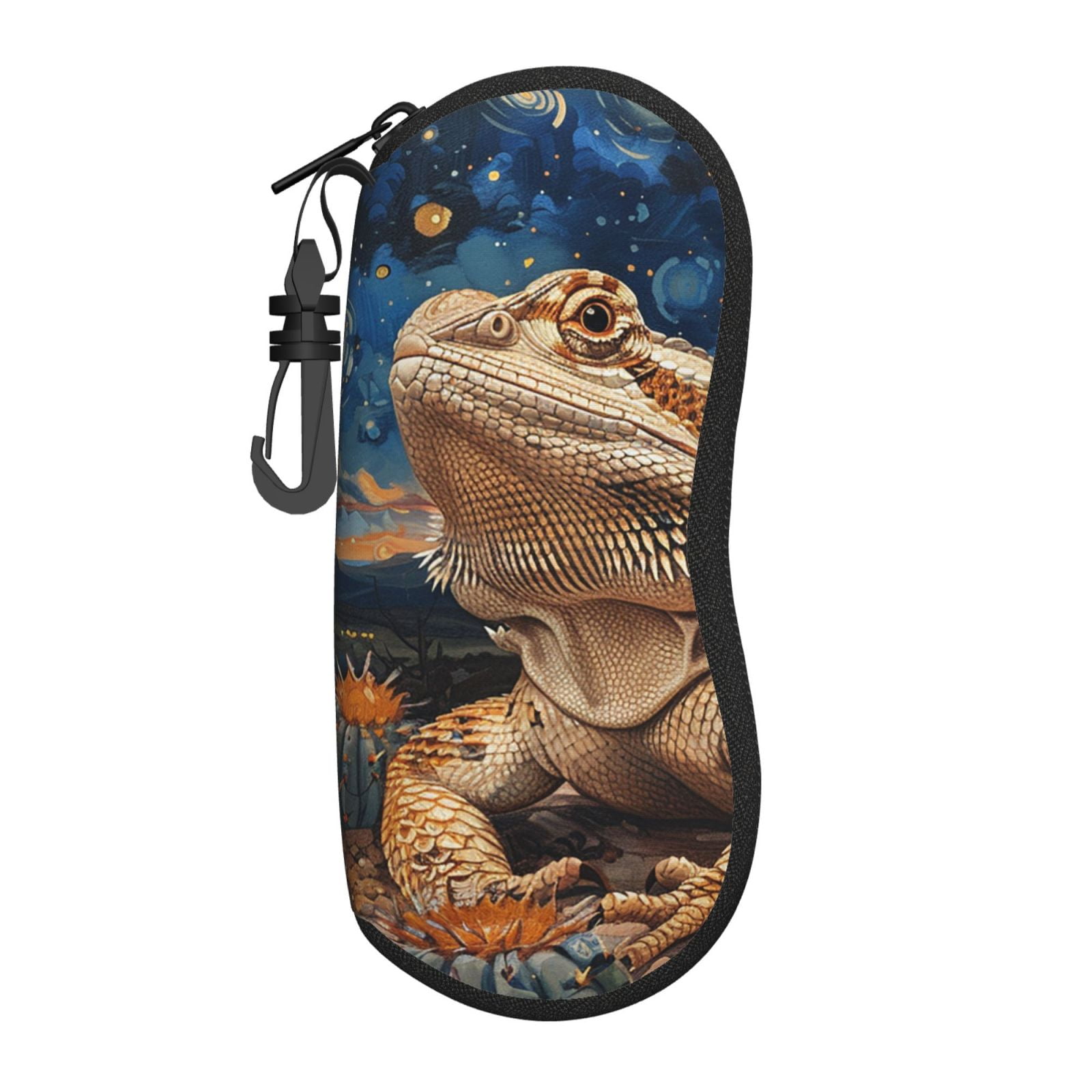 Bearded Dragon Lizards Retro Starry Sunglasses Case Travel Zipper ...