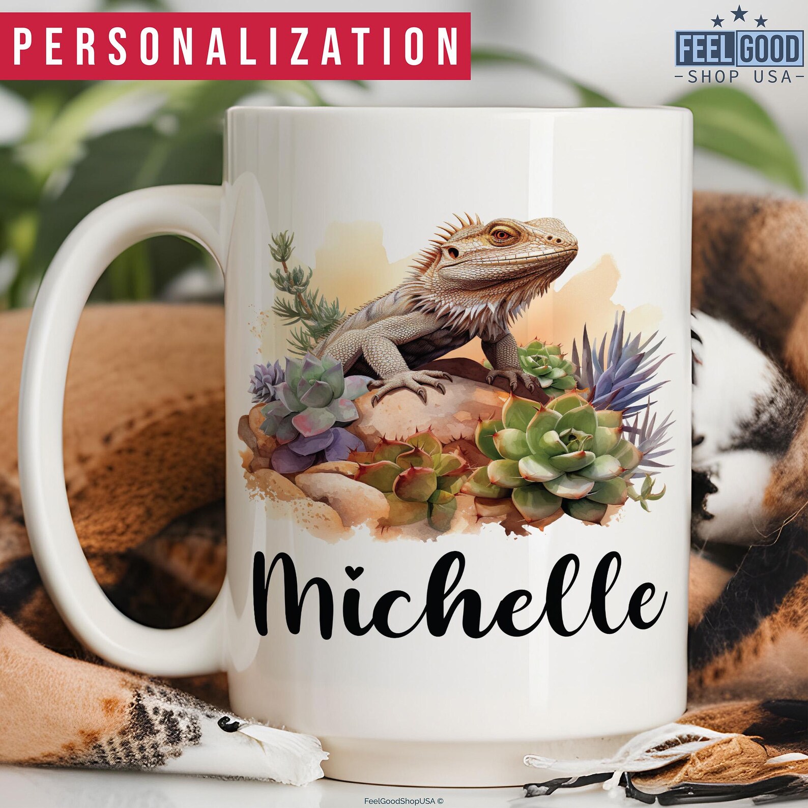 Bearded Dragon Mug Personalized Gift, Custom Cup With Name Mug, Bearded ...