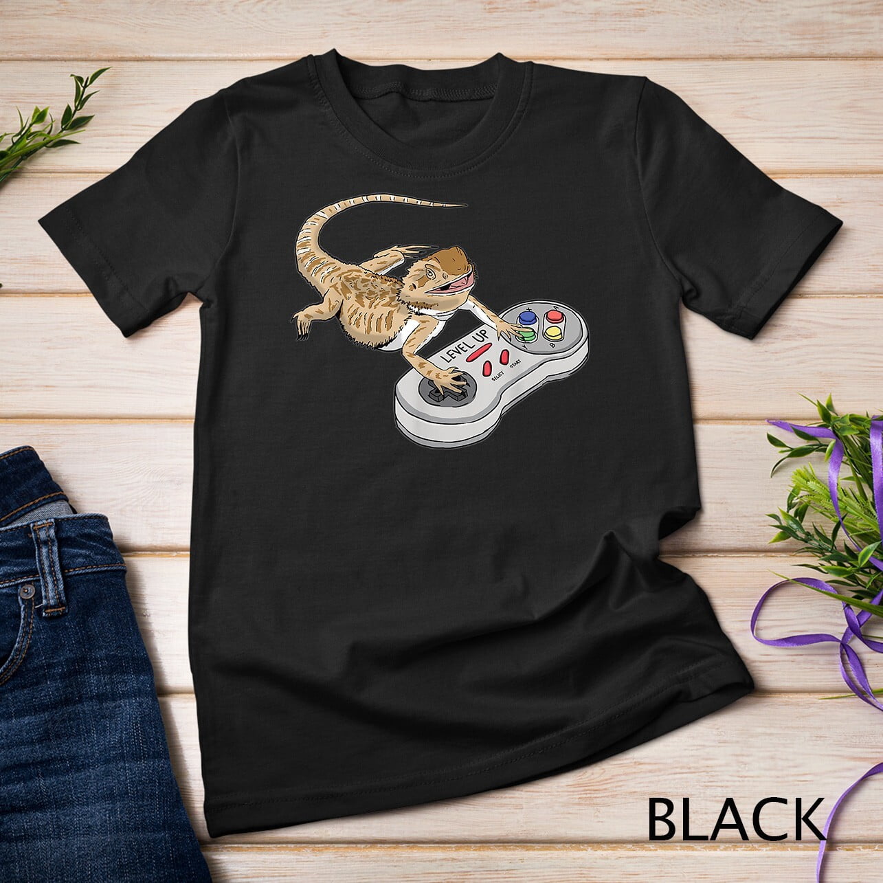 Bearded Dragon Playing Video Game Reptiles Pagona Gamers T-Shirt Unisex ...