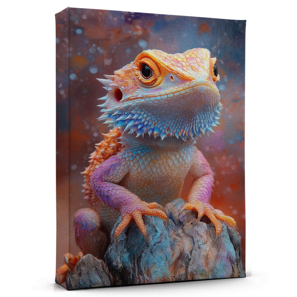 Bearded Dragon Pogona Central Inland Canvas Painting Animal Artwork ...