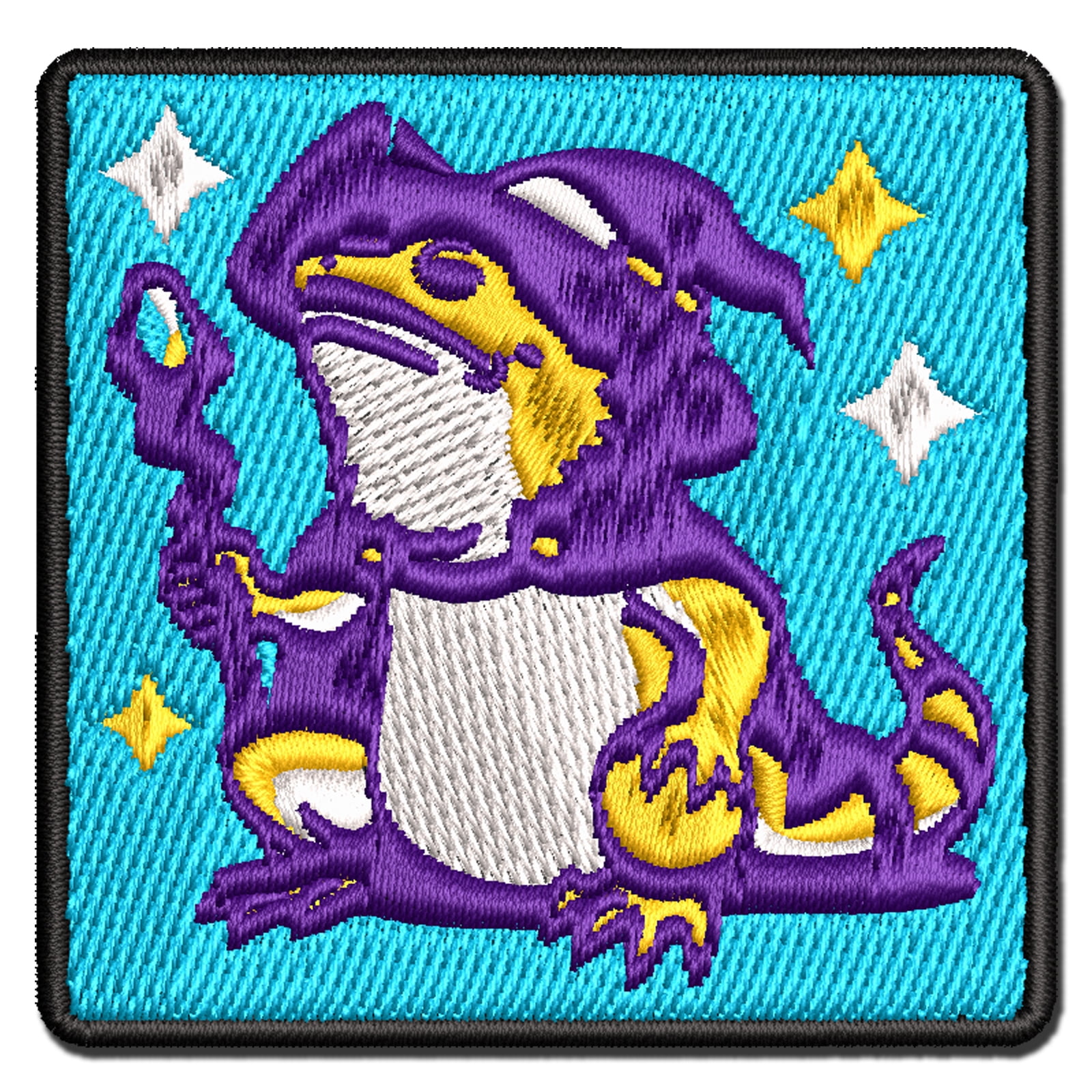 Bearded Dragon Wizard Lizard Applique Multi-Color Embroidered Hook & Loop Patch - 2.0 Inch Mini ...