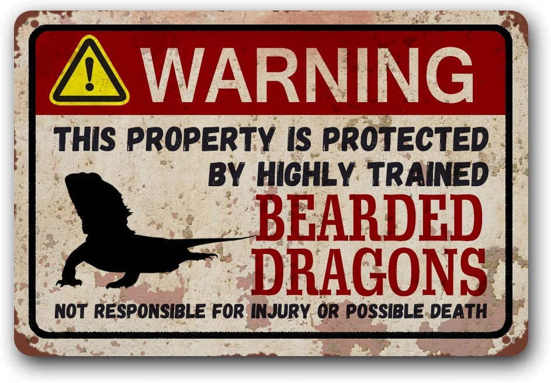Bearded Dragons Retro Sign,Funny Metal Signs Warning Sign Pet Gift ...