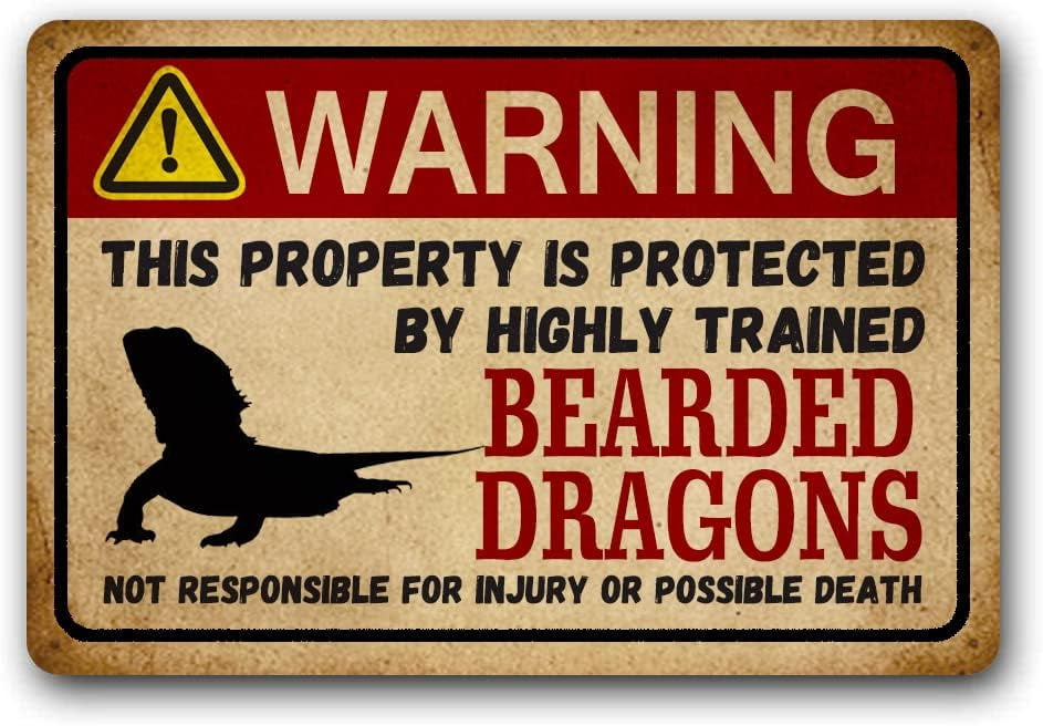 Bearded Dragons Sign,Funny Metal Signs Warning Sign Pet Gift, Exotic ...