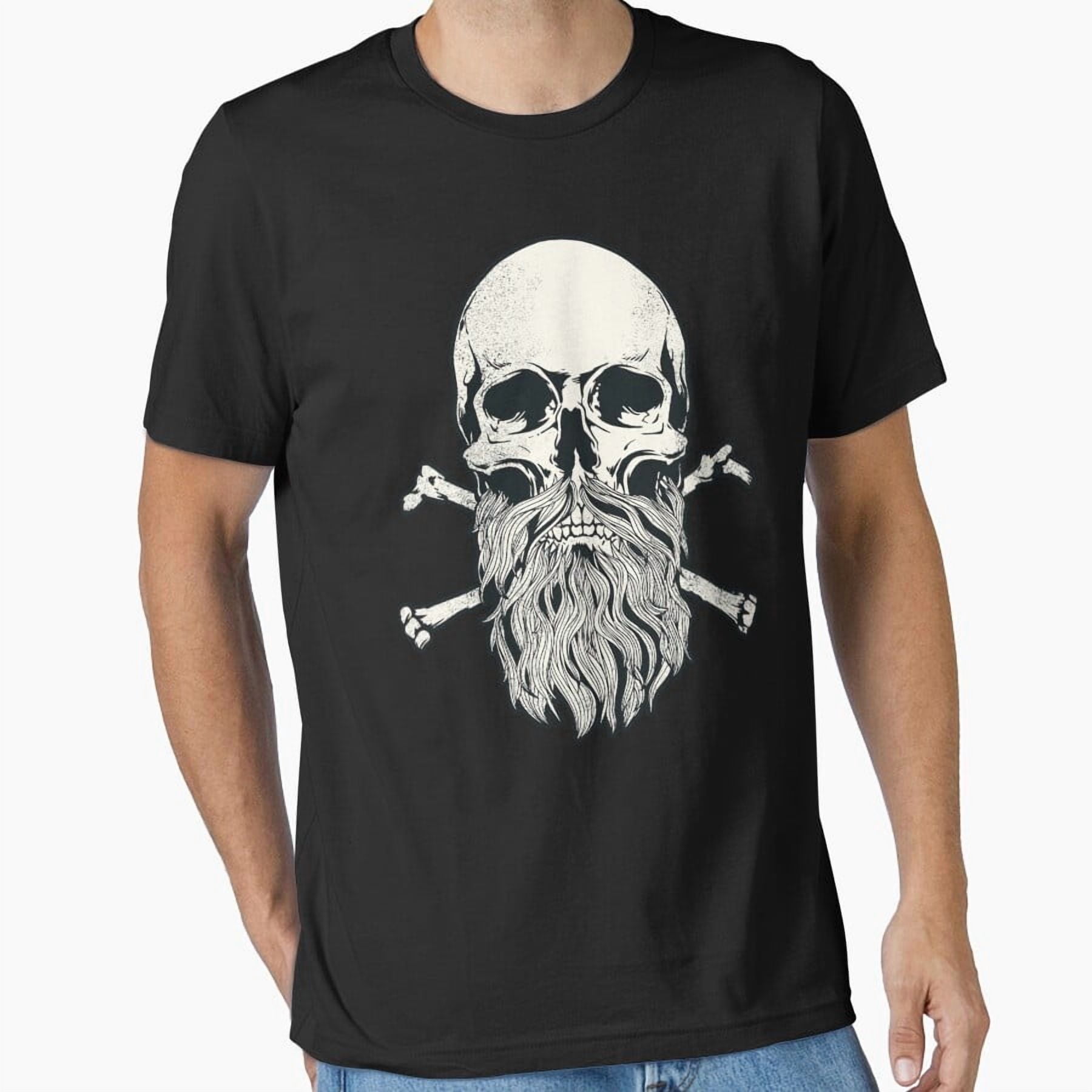 Bearded Skeleton Head and Crossbones Pirate Jolly Roger H4340 Unisex T ...