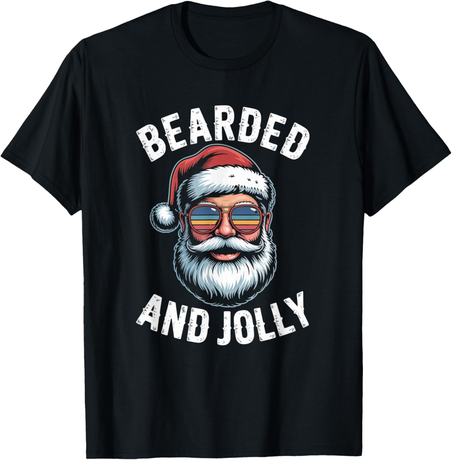 Bearded and Jolly Santa Face Vintage Christmas T-Shirt - Walmart.com