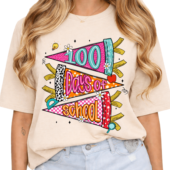 BeardesCo 100 Days of School Shirt for Teacher, Cute Colorful Graphic ...