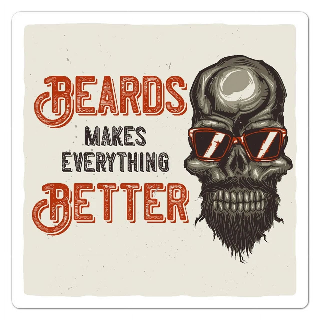 Beards Better Skull Sticker Indoor Outdoor Phone Decal Water Bottle ...