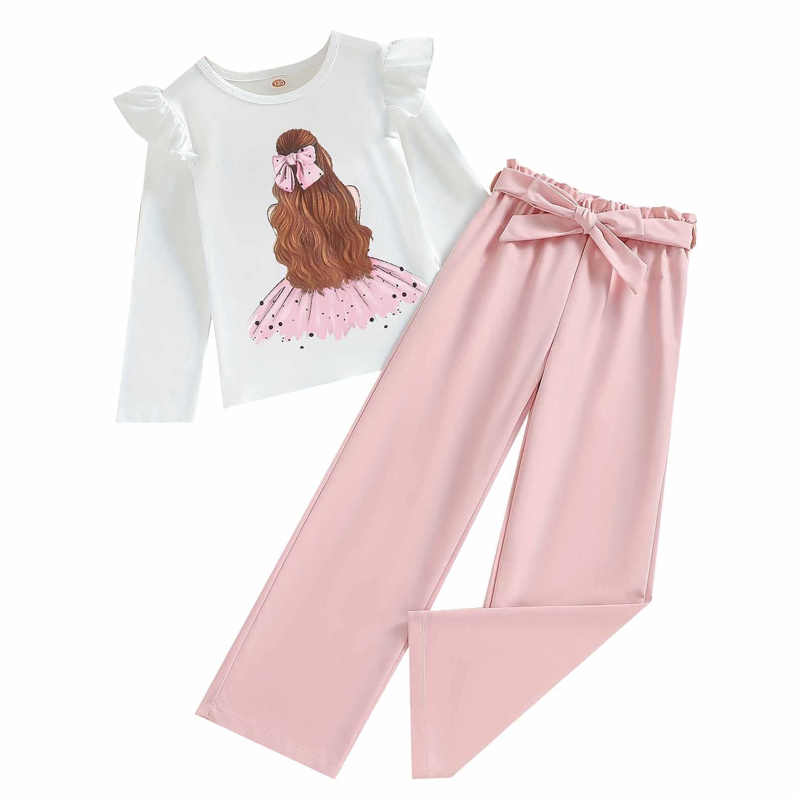 Bearichfupo Girls' Printed Long Sleeved Crew Neck Top With Lace Up ...