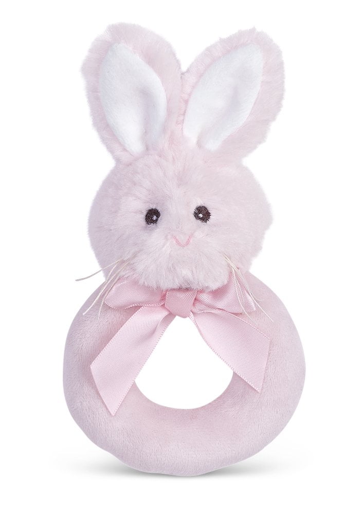 Bearington Baby Lil' Bunny Pink Plush Stuffed Animal Soft Ring Rattle ...