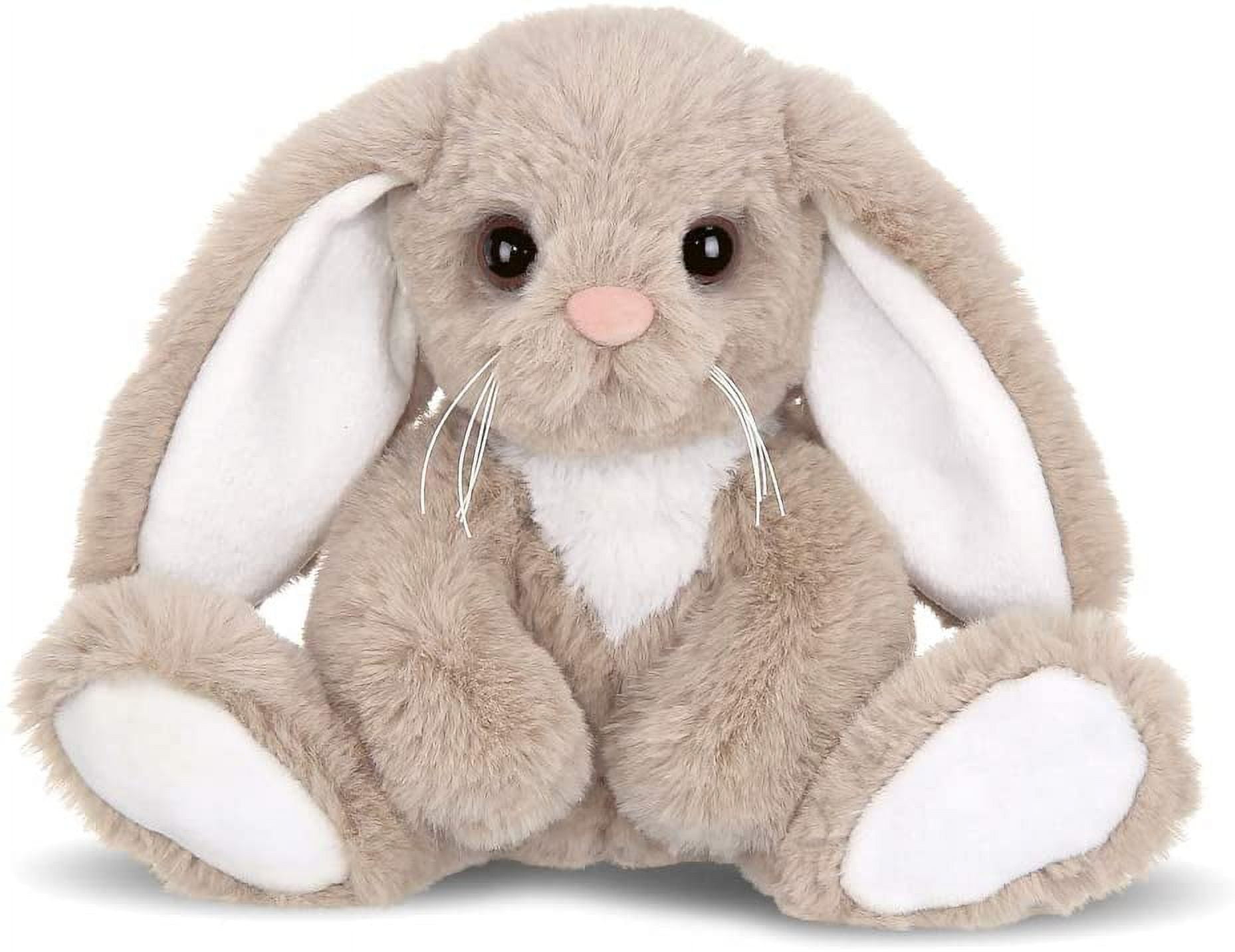 Bearington Collection Lil Boomer Plush Bunny Rabbit Taupe And White 6 In
