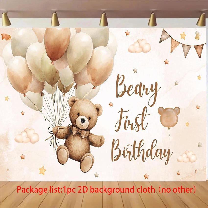 Bearly 1st Birthday Backdrop Cartoon Cute Bear Baby Shower Photography ...