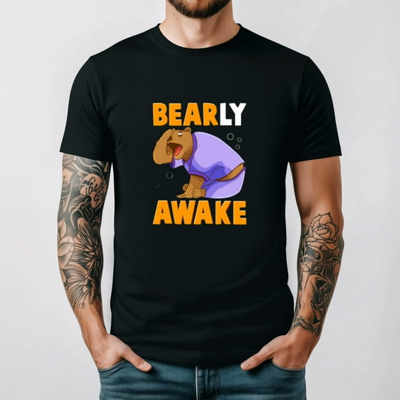 Bearly Awake Funny Sleepy Bear Pun Cute Animal Unisex T-Shirt up to 5XL - Walmart.com
