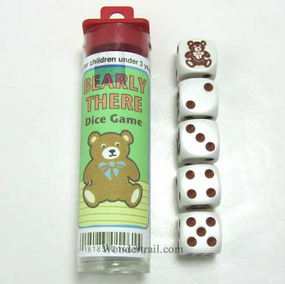 Bearly There Bear Dice Game White Opaque with Brown Six Sided Dice (D6 ...