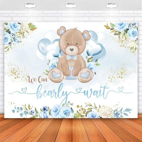 Bearly Wait Baby Shower Backdrop Girls Pink Flower We can Bearly Wait ...