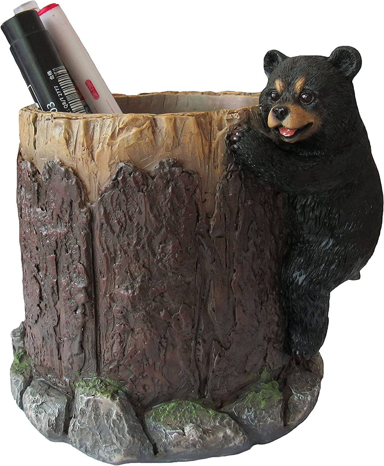 Bearly Working Bear Home Nature Inspired Tree Trunk with Black Bear ...