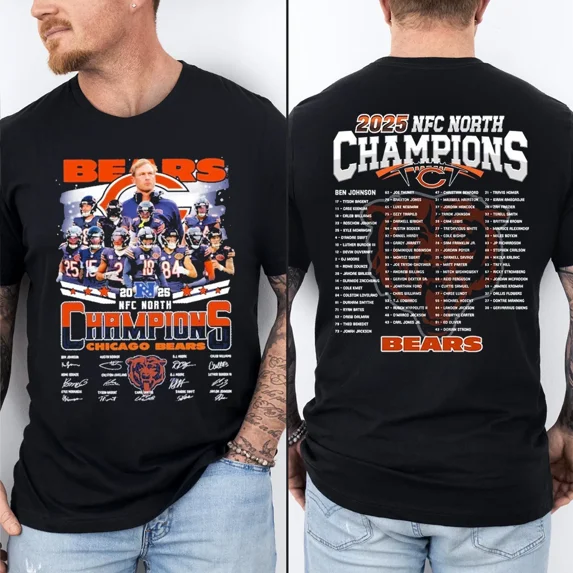 Bears 2025 NFC North Division Champions Signature TShirt 2 Sided Tee ...