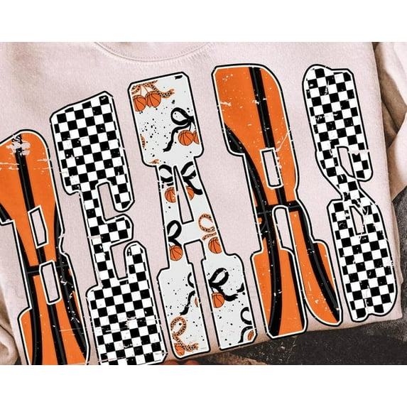 Bears Basketball , Orange Black Checkerboard Sports Letters Sublimation ...