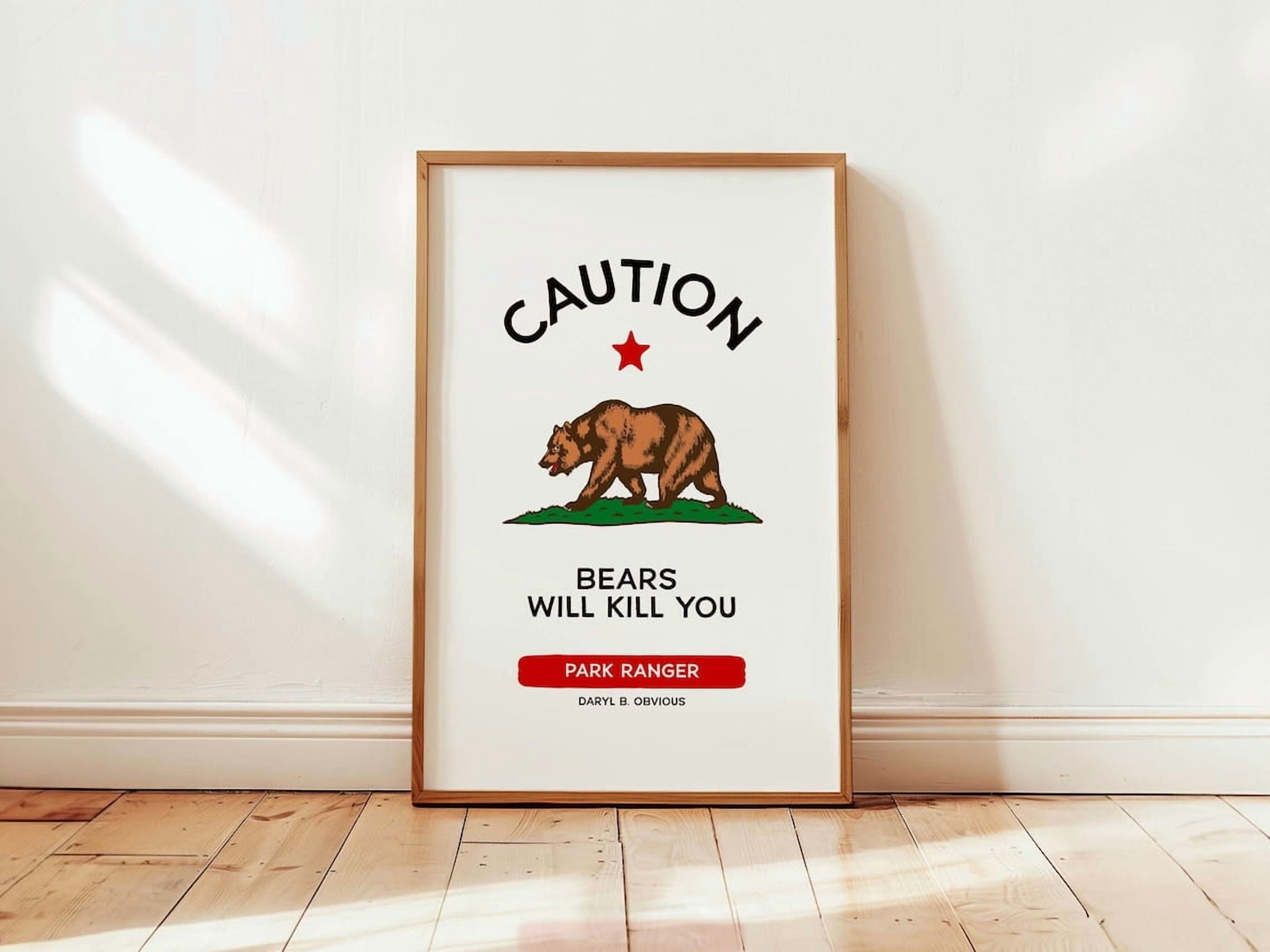 Bears Camping Retro RV Wall Art, Unframed Paper Print Size 8x12 ...