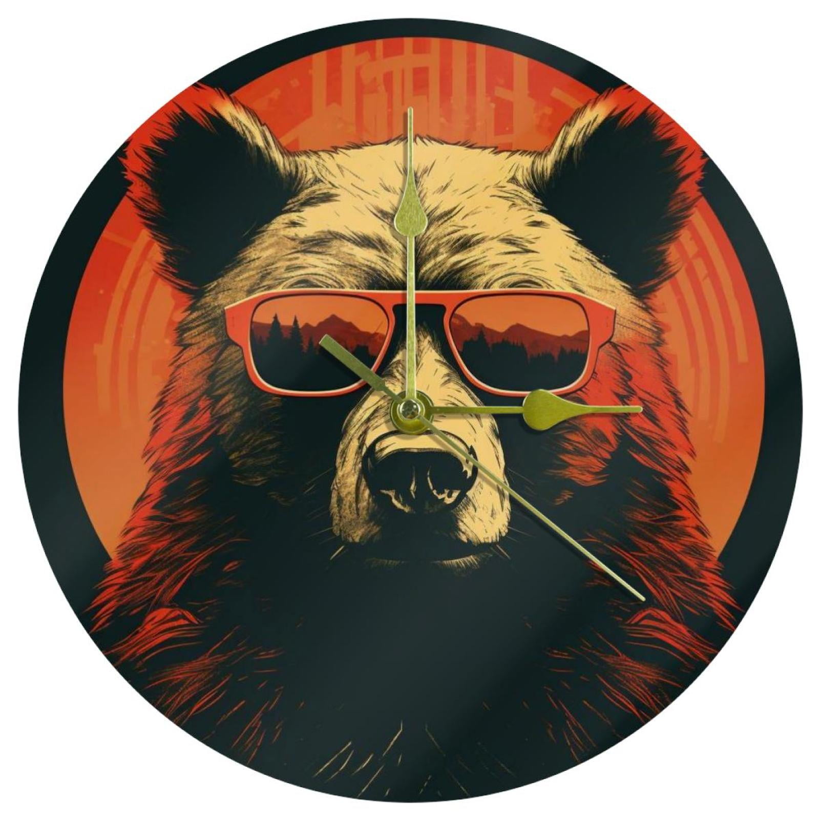 Bears Circular Acrylic Wall Clock - Elegant Timepiece for Home Décor ...