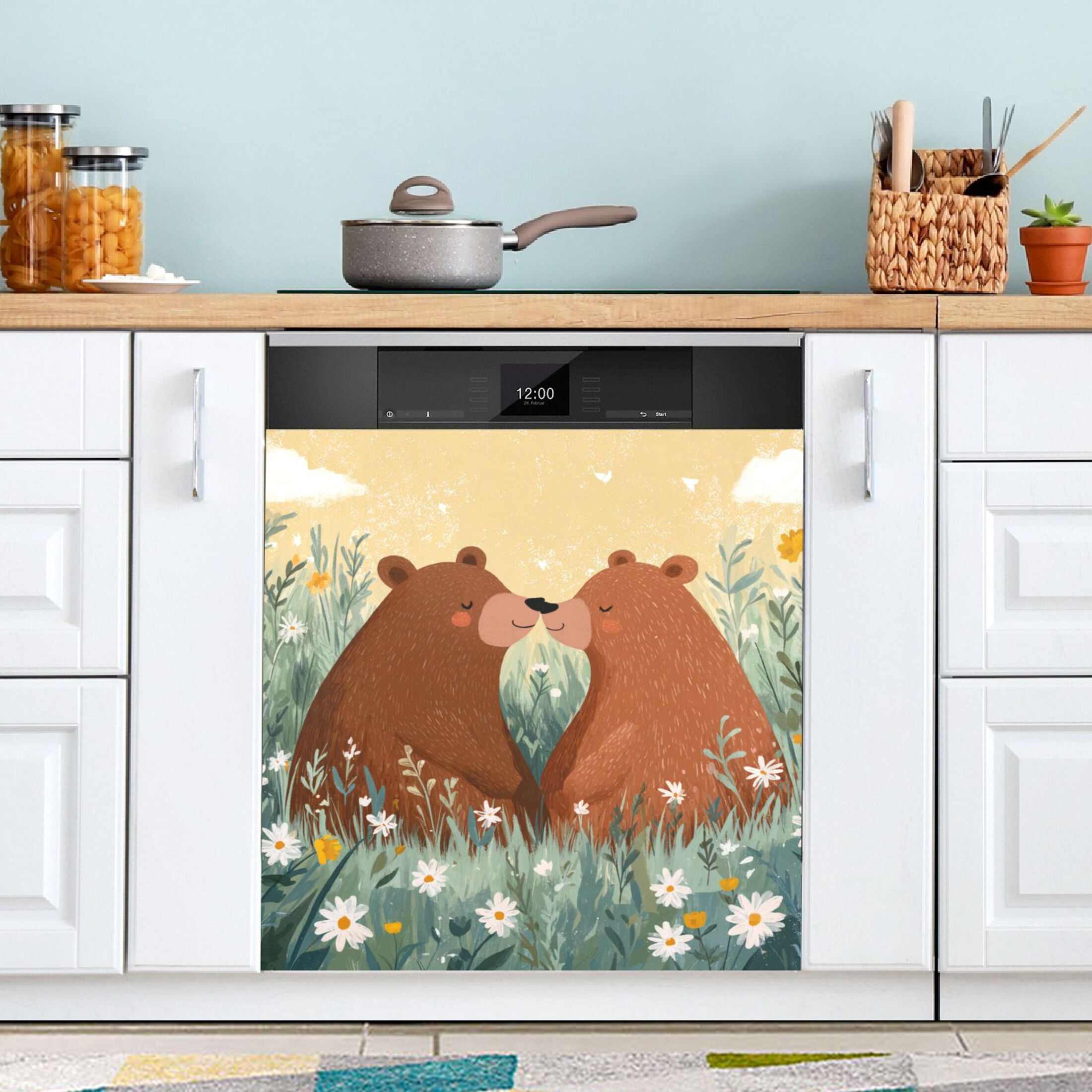 Bears Couple Flowers Spring Valentine Dishwasher Magnet Refrigerator ...