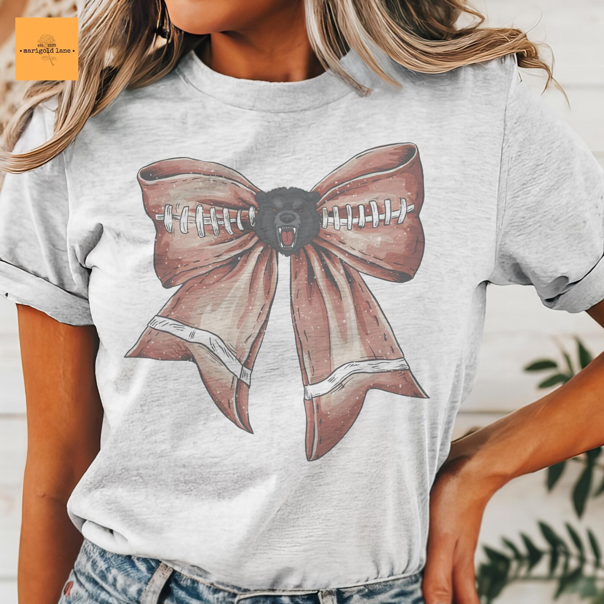 Bears Football Bow TShirt Game Day Mascot Unisex Tee - Walmart.com