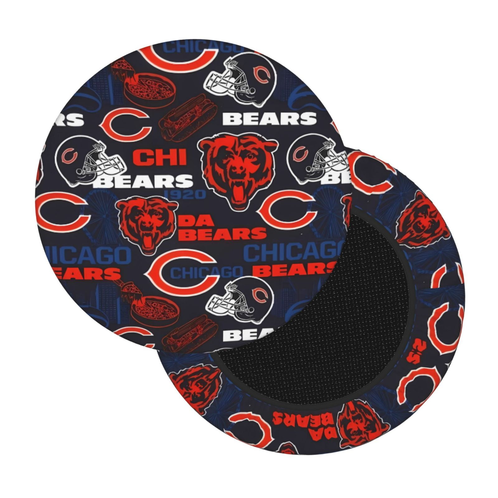 Bears Football Team Print Round Bar Stool Seat Cover, Non-Slip And Easy ...