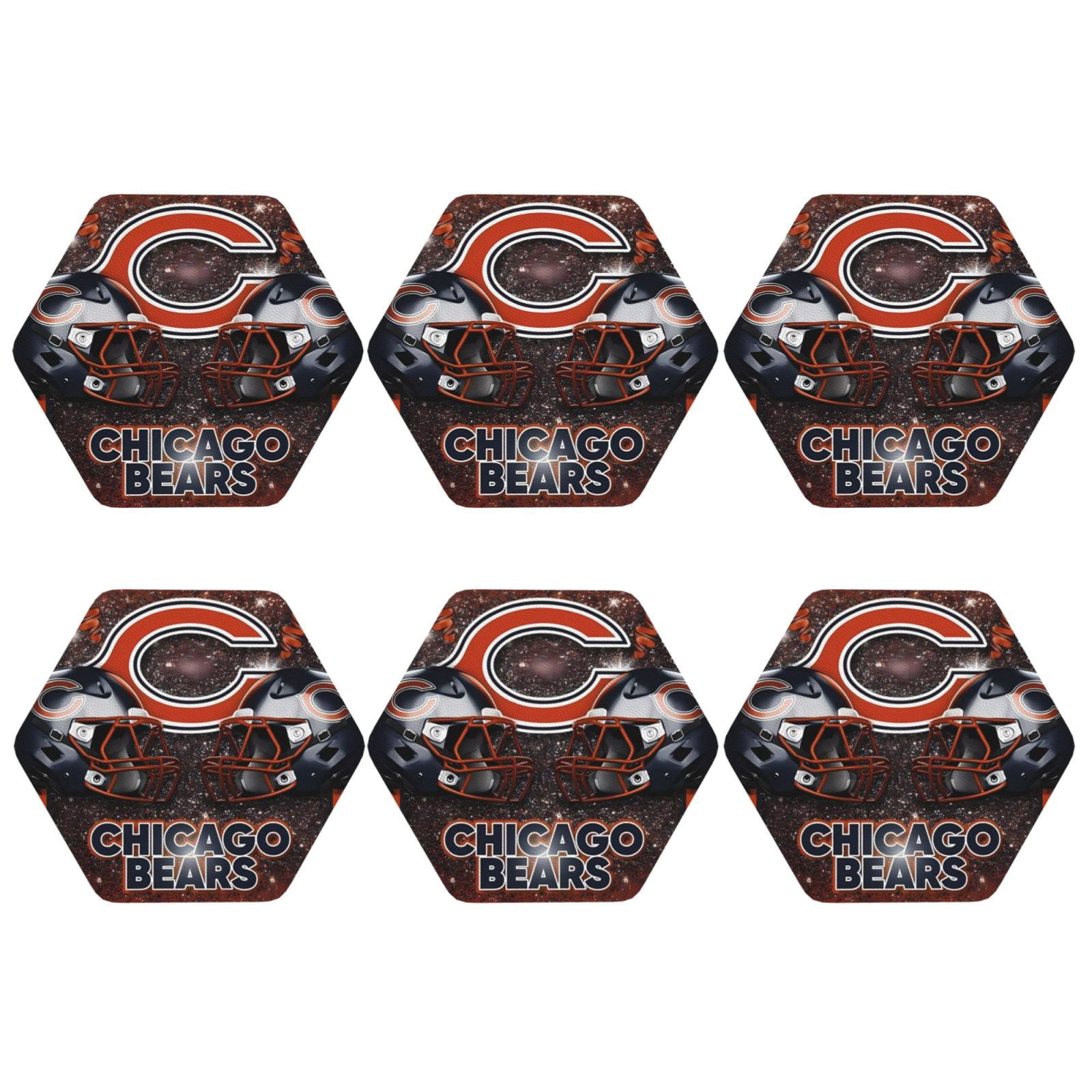 Bears Football Team Themed Leather Coasters 6 Pack, Splash-Proof Non ...