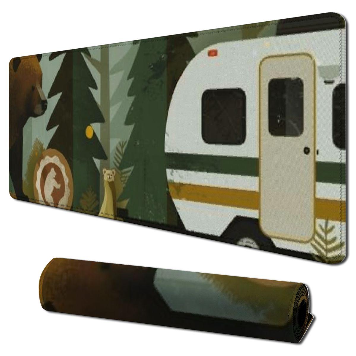 Bears Forests Camping Cars Funny Desk Mat Protector Non-Slip Mouse Pad ...