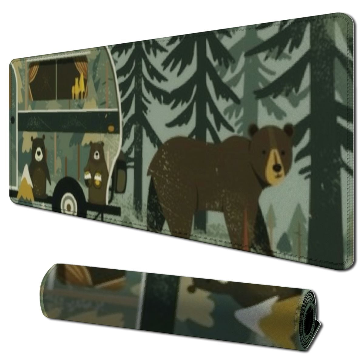 Bears Forests Camping Cars Funny Desk Mat Protector Non-Slip Mouse Pad ...
