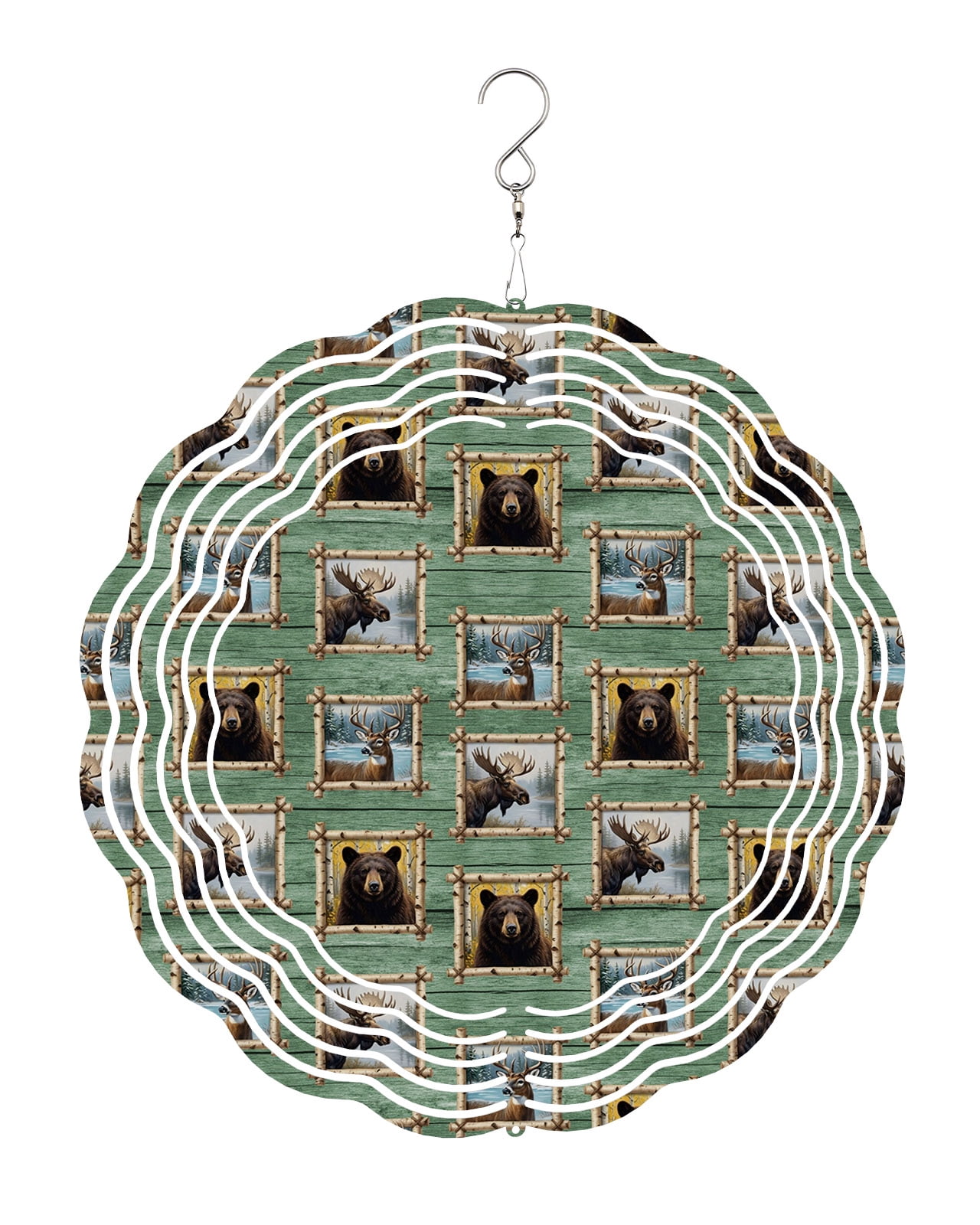 Bears in Frames Wind Spinner for Garden Yard 10In, Rustic Cabin Bear ...