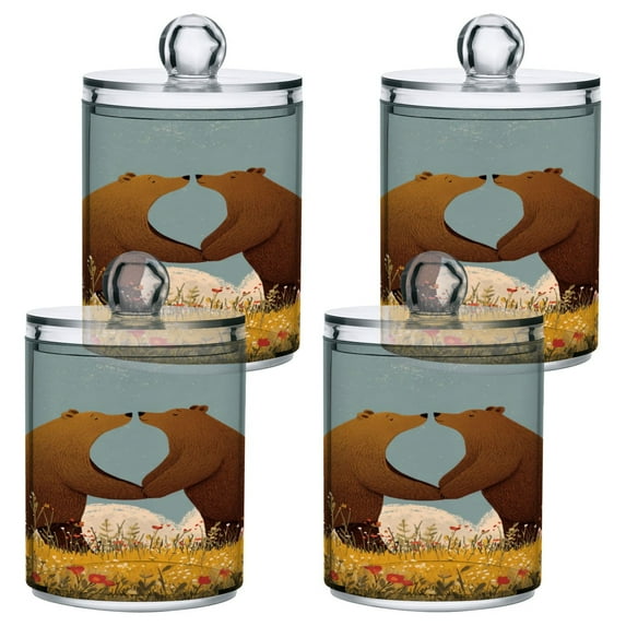 Bears Kissing Valentine Vector Translucent Plastic Cans Storage ...