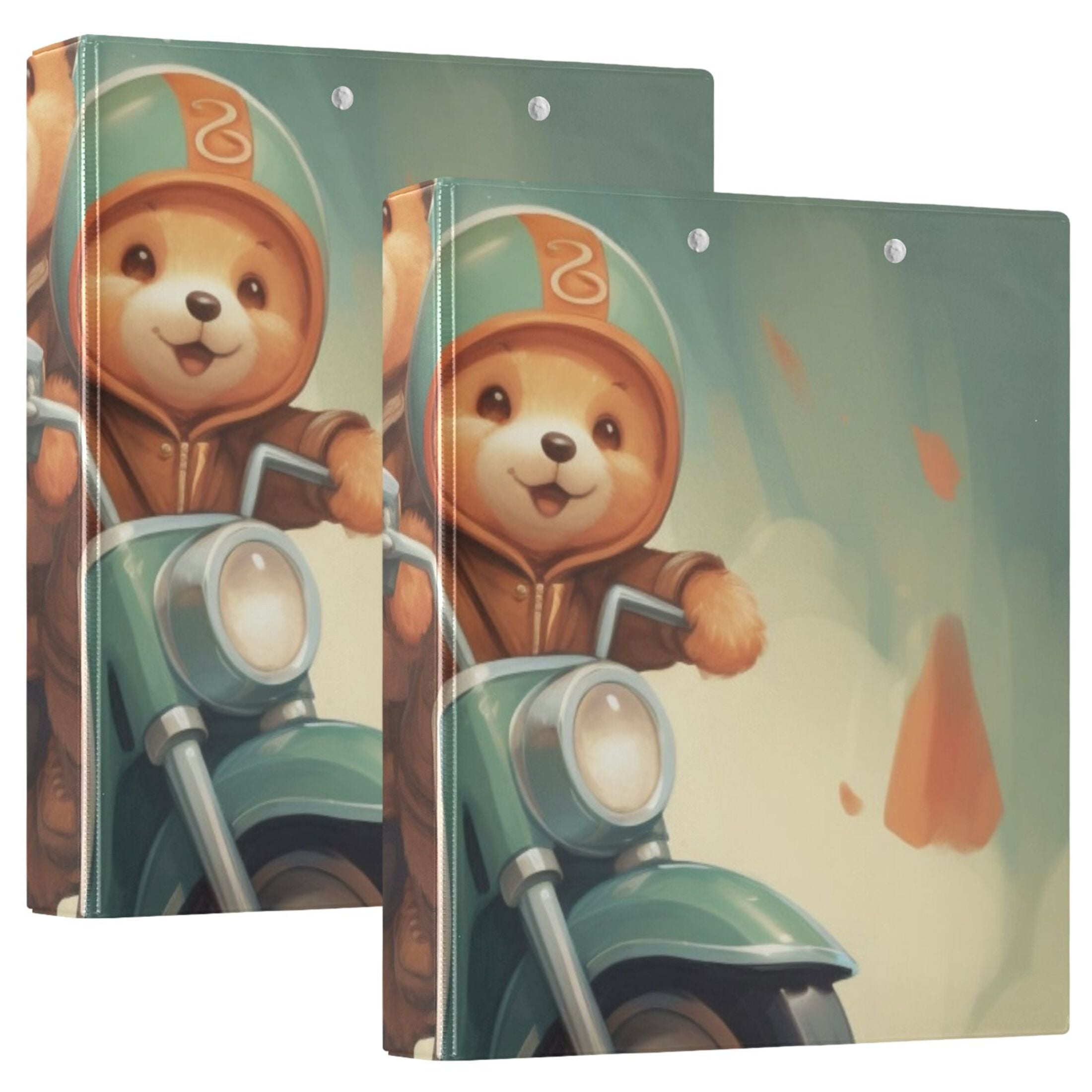 Bears Motorcycle 3 Ring Binders 1.5 inch Hardcover File Folders with ...