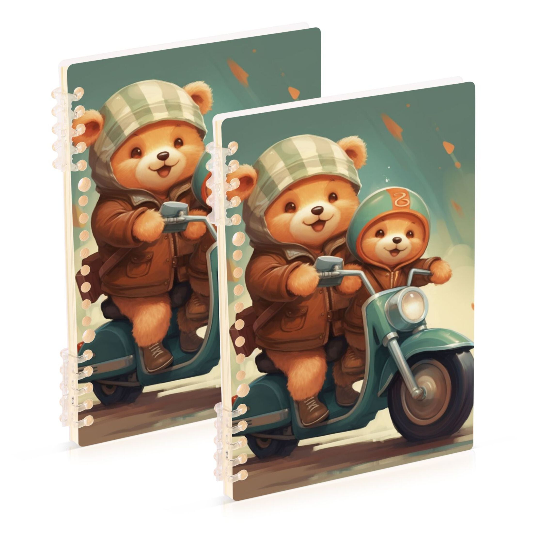 Bears Motorcycle Ring Binder Notebook Journey Note Diary College Ruled ...