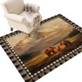 Bears Mountains Washable Area Rug 4 x 6 ft Rustic Brown Wildlife Forest ...